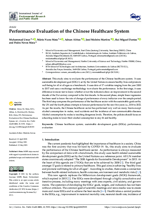 (PDF) Performance Evaluation of the Chinese Healthcare System