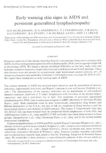 (PDF) Early warning skin signs in AIDS and persistent generalized ...