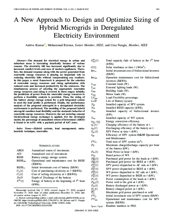 (PDF) Optimizing Hybrid Microgrid Sizing in Deregulated Markets