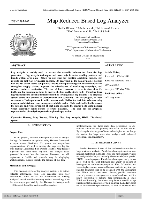 (PDF) Map Reduced Based Log Analyzer