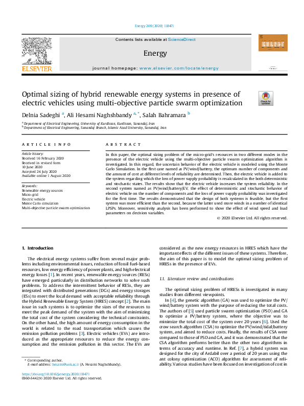 (PDF) Sizing Hybrid Renewable System for EV Reliability