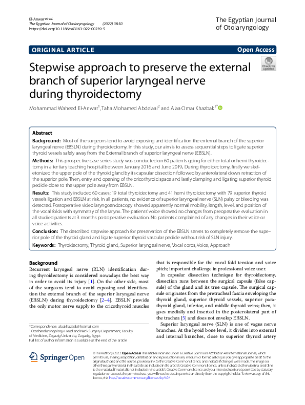 (PDF) Stepwise approach to preserve the external branch of superior ...