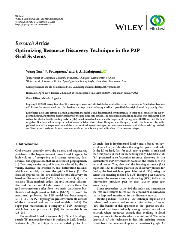 (PDF) Optimizing Resource Discovery Technique in the P2P Grid Systems