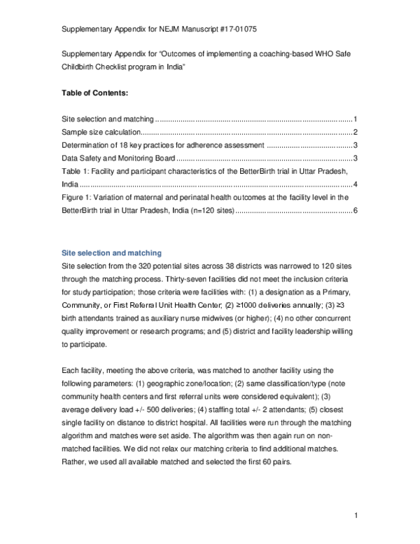 (PDF) Outcomes of a Coaching-Based WHO Safe Childbirth Checklist ...
