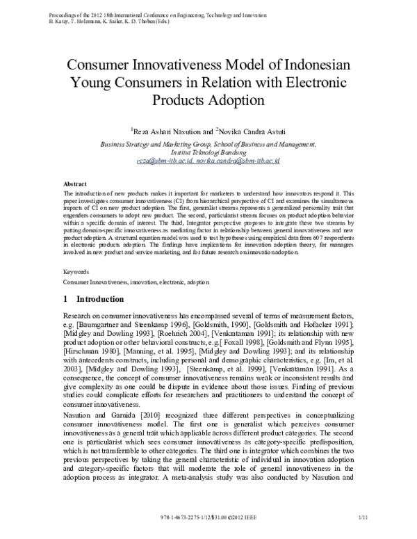 (PDF) Consumer innovativeness model of Indonesian young consumers in ...