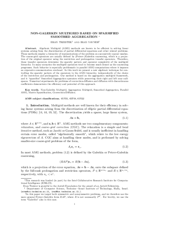 (PDF) Non-Galerkin Multigrid Based on Sparsified Smoothed Aggregation