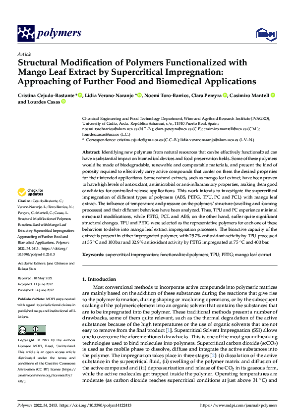 (PDF) Structural Modification of Polymers Functionalized with Mango Leaf Extract by ...