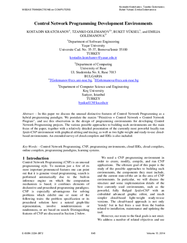 (PDF) Control network programming development environments