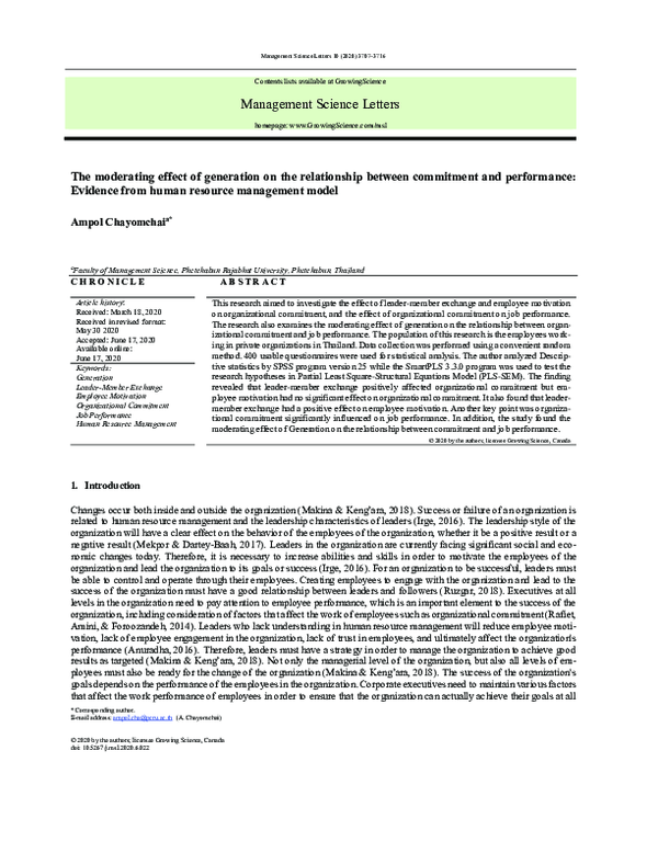 (PDF) The moderating effect of generation on the relationship between ...