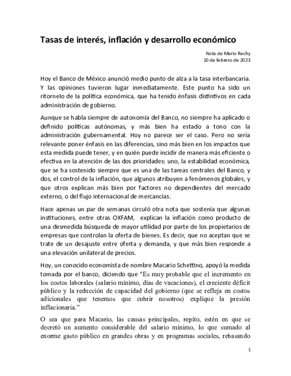 (DOC) Tasas de interés, inflación y desarrollo económico