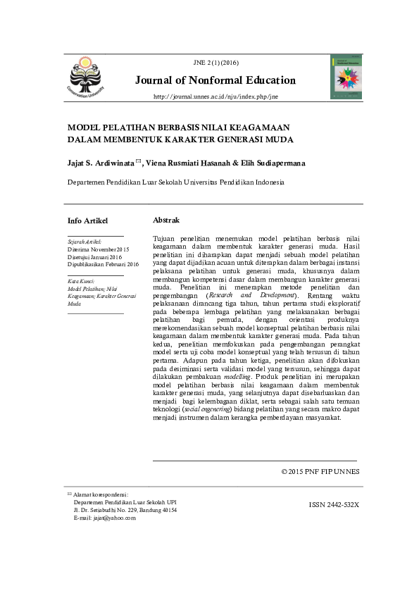 (PDF) Model Pelatihan Berbasis Nilai Keagamaan Dalam Membentuk Karakter ...