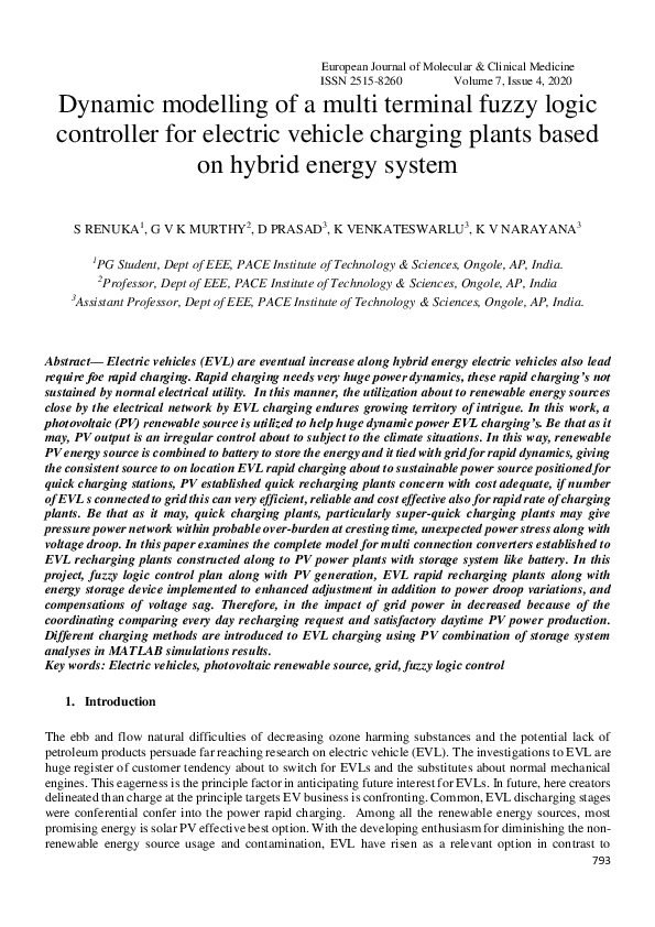 Pdf Dynamic Modelling Of A Multi Terminal Fuzzy Logic Controller For Electric Vehicle Charging