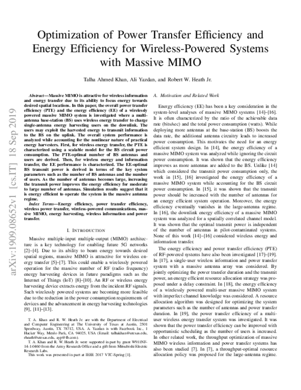 (PDF) Optimization of Power Transfer Efficiency and Energy Efficiency ...