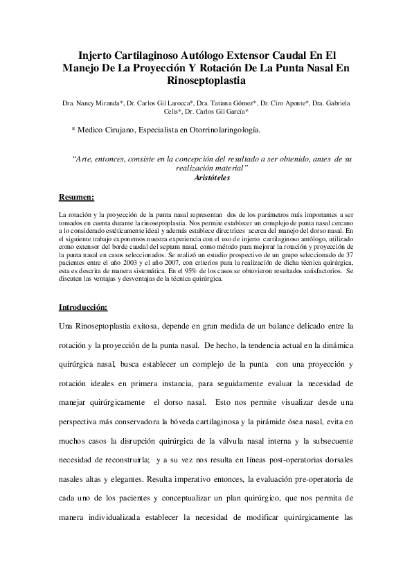 (PDF) Injerto cartilagenoso autólogo extensor caudal en el manejo de la ...