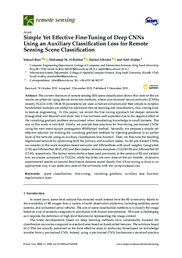Pdf Simple Yet Effective Fine Tuning Of Deep Cnns Using An Auxiliary Classification Loss For