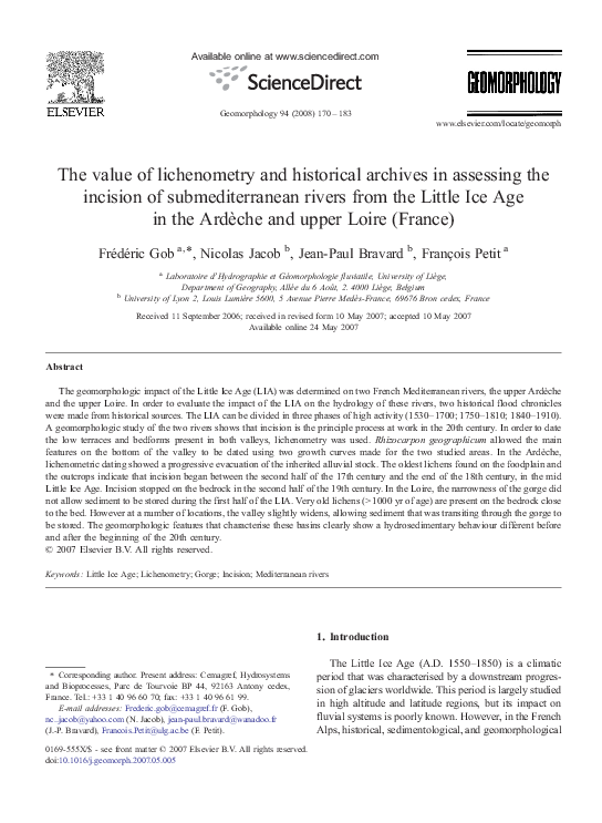 (PDF) The value of lichenometry and historical archives in assessing ...
