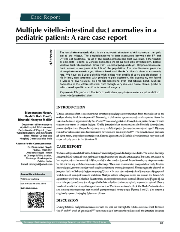 (PDF) Multiple vitello-intestinal duct anomalies in a pediatric patient ...