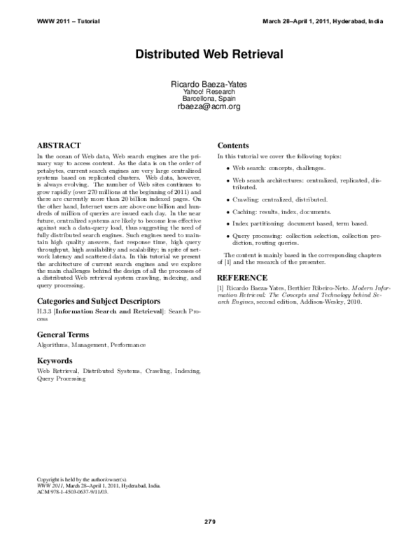 (PDF) Distributed web retrieval