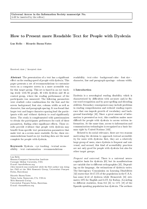 (PDF) How to present more readable text for people with dyslexia ...