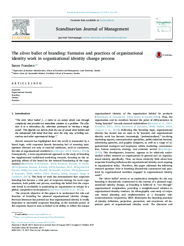 (PDF) The silver bullet of branding: Fantasies and practices of ...