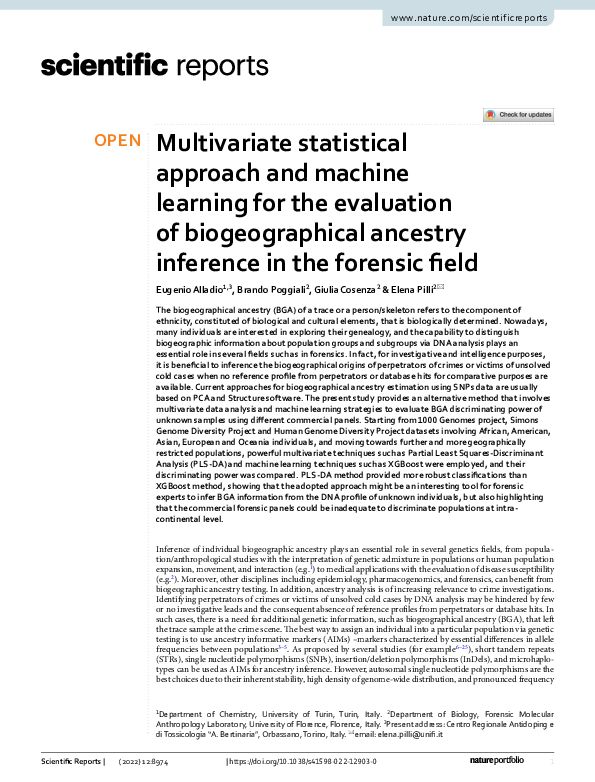Pdf Multivariate Statistical Approach And Machine Learning For The Evaluation Of