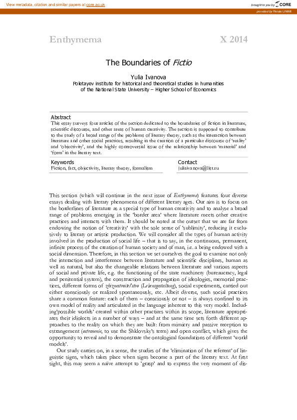 (PDF) The Boundaries of Fictio