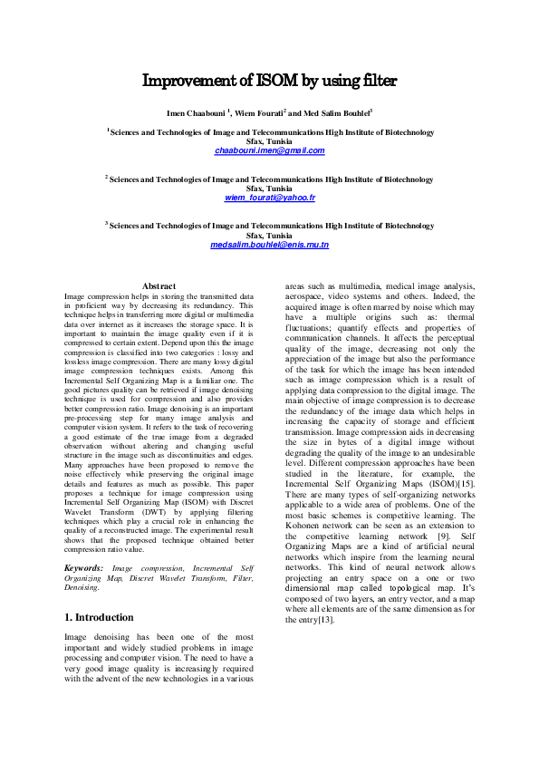 (PDF) Improvement of ISOM by using filter