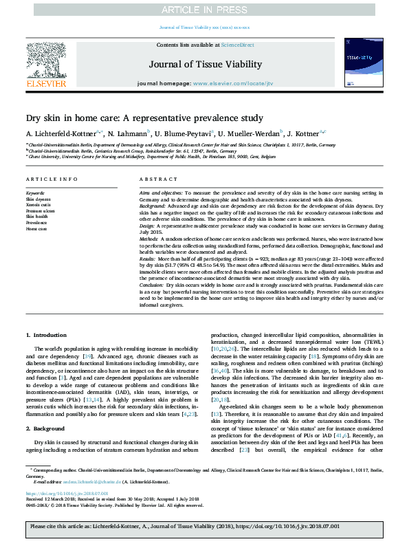 (PDF) Dry skin in home care: A representative prevalence study