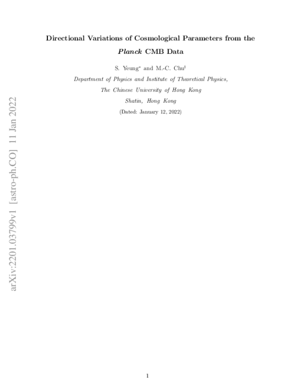 Pdf Directional Variations Of Cosmological Parameters In Cmb Data