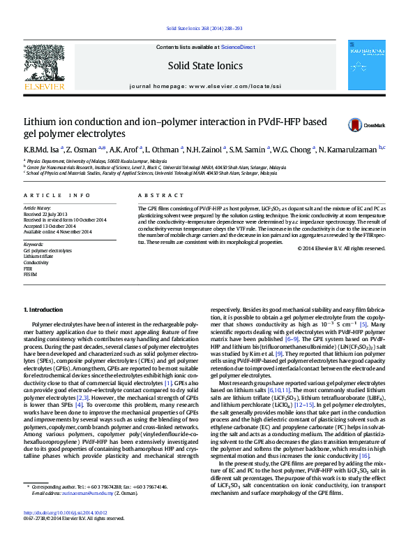 (PDF) Lithium ion conduction and ion–polymer interaction in PVdF-HFP ...