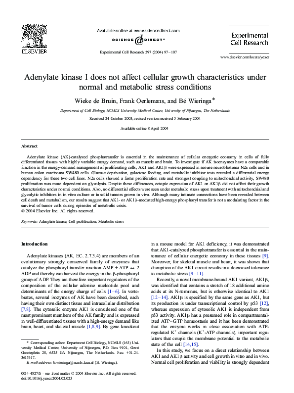 (PDF) Adenylate kinase I does not affect cellular growth ...