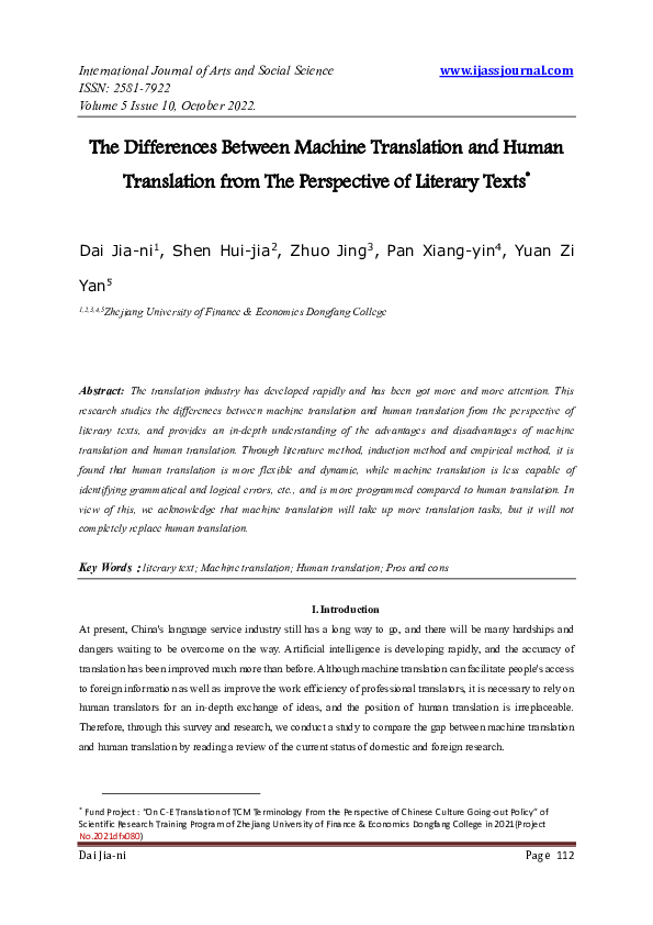 (PDF) The Differences Between Machine Translation and Human Translation ...