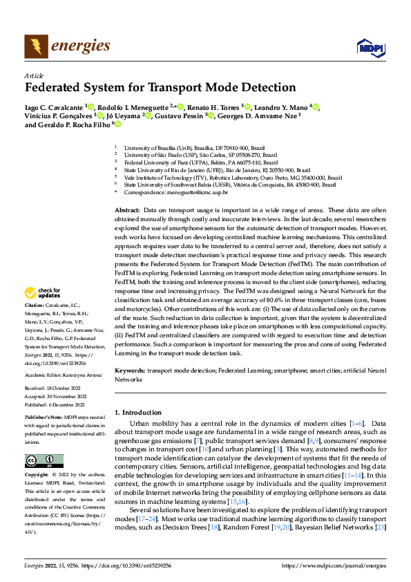 (PDF) Federated System for Transport Mode Detection | Rodolfo Meneguette - Academia.edu