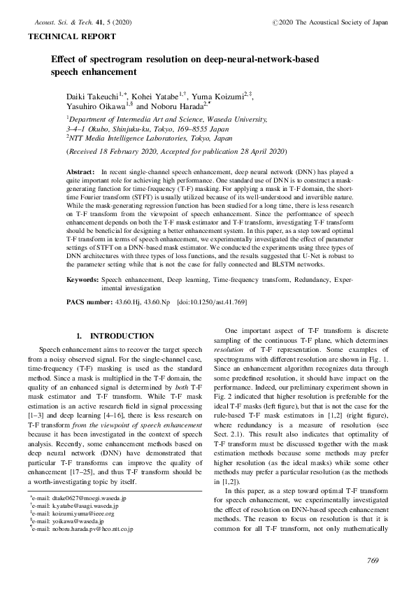 Pdf Effect Of Spectrogram Resolution On Deep Neural Network Based