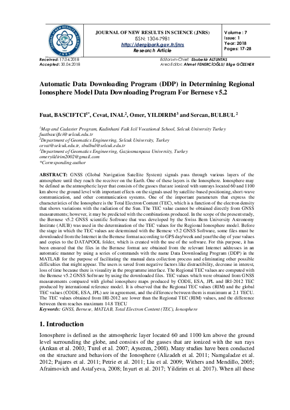 (PDF) Automatic Data Downloading Program (DDP) in Determining Regional Ionosphere Model
