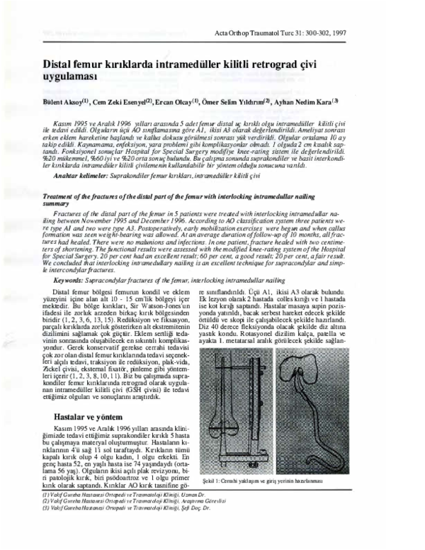 (PDF) Treatment of the fractures of the distal part of the femur with interlocking ...