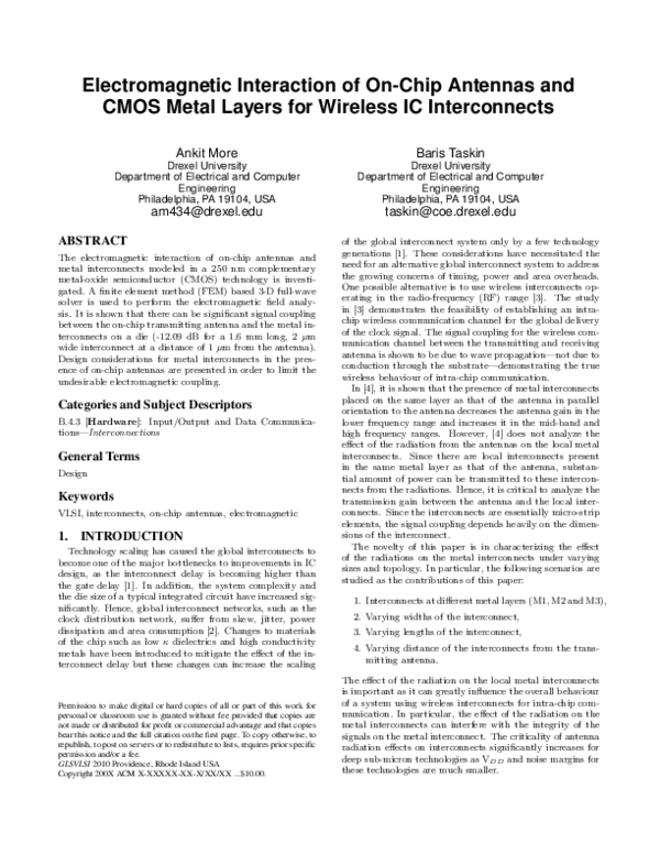 (PDF) Electromagnetic interaction of on-chip antennas and CMOS metal ...