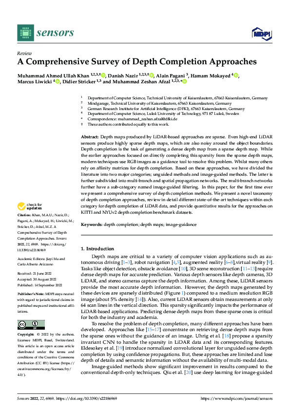 (PDF) A Comprehensive Survey of Depth Completion Approaches