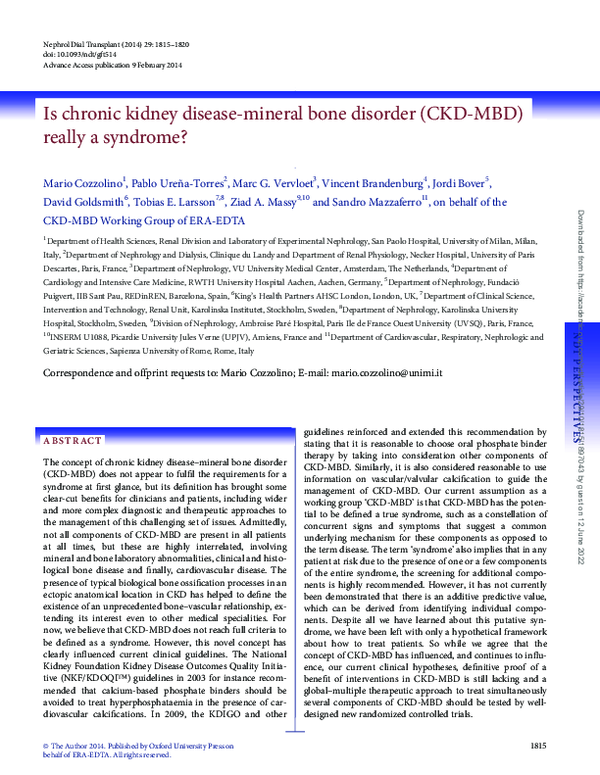 (PDF) Is chronic kidney disease-mineral bone disorder (CKD-MBD) really ...