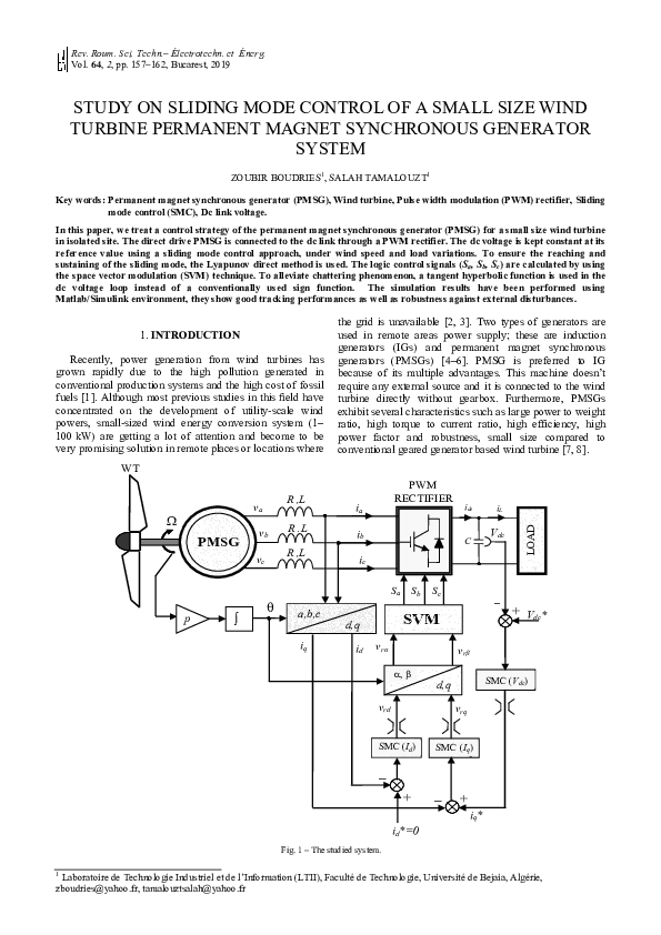 (PDF) Study on Sliding Mode Control of a Small Size Wind Turbine Permanent Magnet Synchronous ...