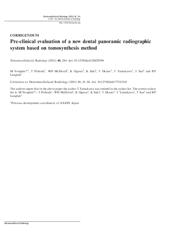 (PDF) Pre-clinical evaluation of a new dental panoramic radiographic system based on ...