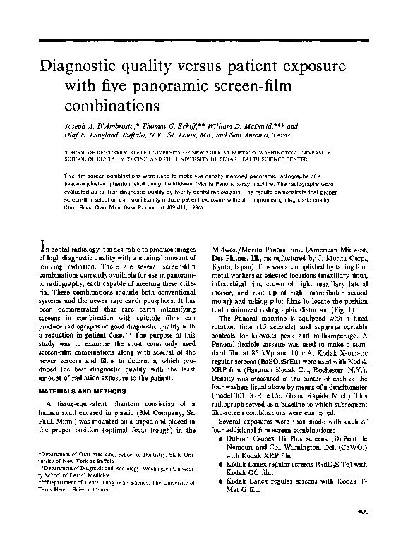 (PDF) Diagnostic quality versus patient exposure with five panoramic ...