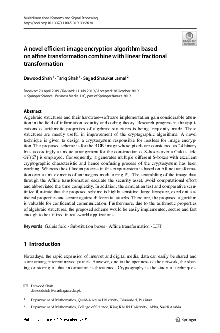 Pdf Efficient Image Encryption Via Affine Transform