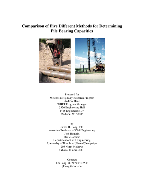 Pdf Comparison Of Five Different Methods For Determining Pile Bearing