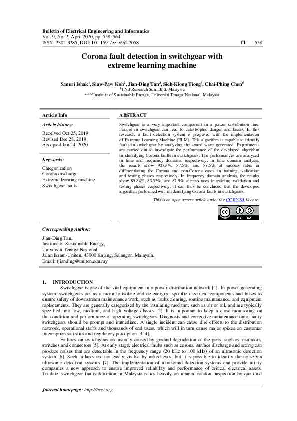 (PDF) Corona fault detection in switchgear with extreme learning machine