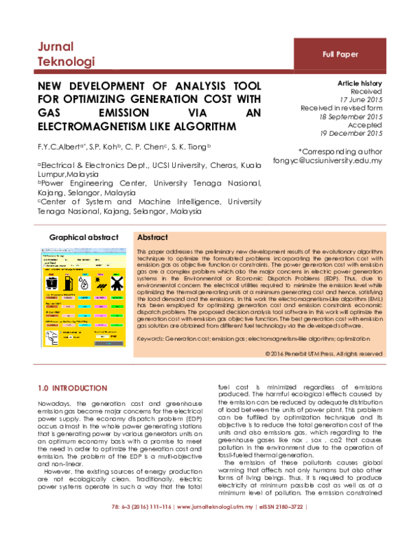 (PDF) New Development of Analysis Tool for Optimizing Generation Cost with Gas Emission via an ...