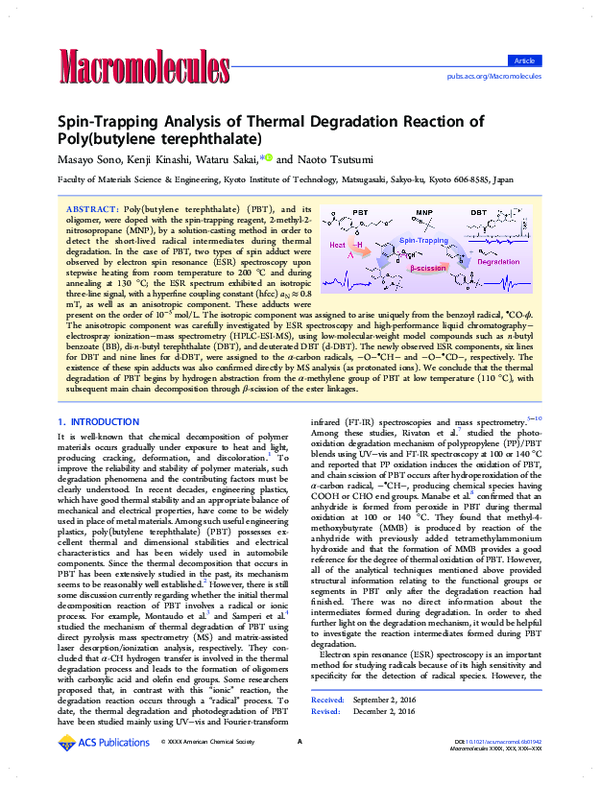 (PDF) Spin-Trapping Analysis of Thermal Degradation Reaction of Poly ...
