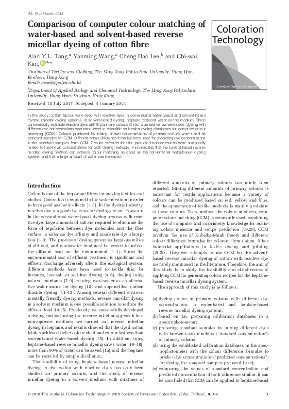 (PDF) Comparison of computer colour matching of water-based and solvent ...