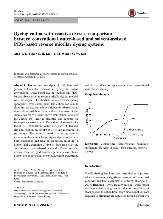 (PDF) Dyeing cotton with reactive dyes: a comparison between ...