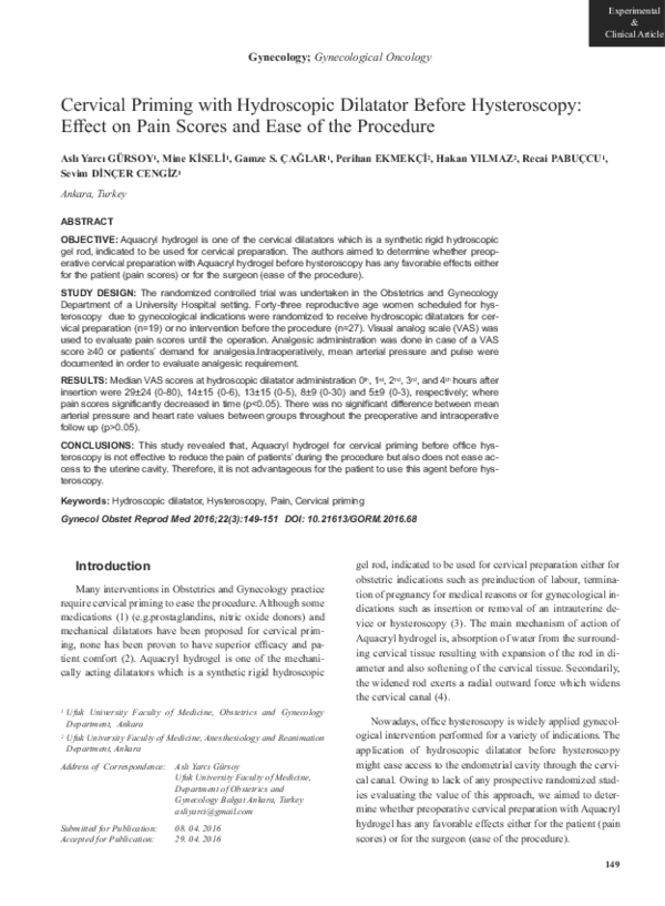 (PDF) Cervical Priming with Hydroscopic Dilatator Before Hysteroscopy ...